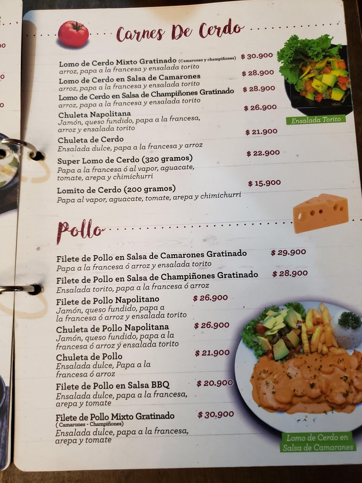 Carta del restaurante Torito Al Carbón, Armenia, Cra. 14