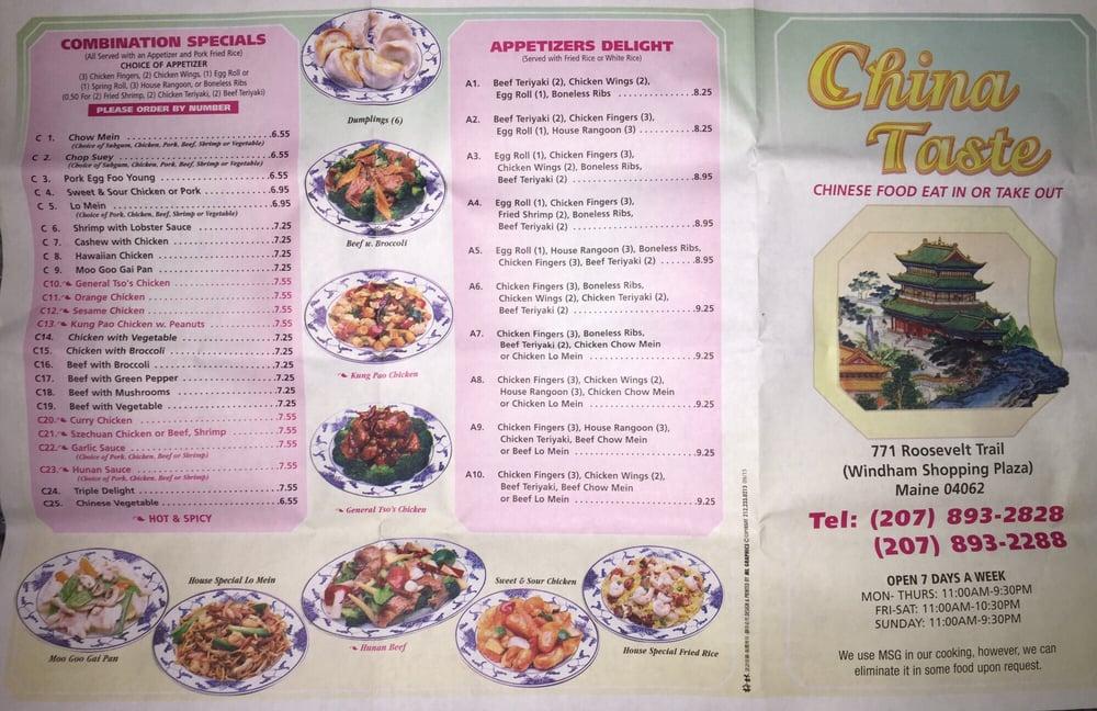 Menu at China Taste restaurant, Windham, 771 Roosevelt Trail Ste 1
