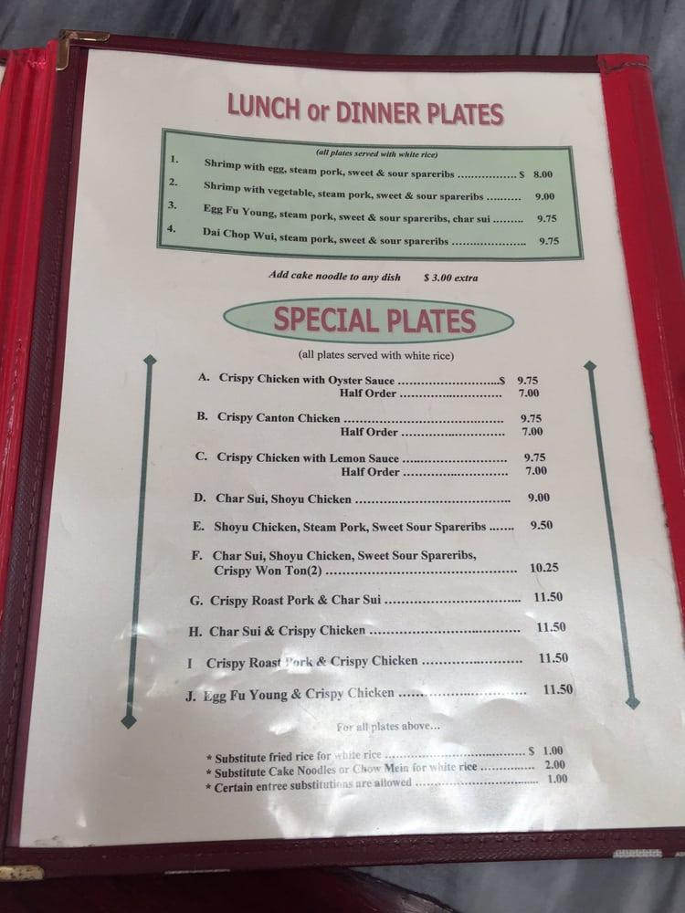Menu at Ling's Chop Suey House restaurant, Hilo, Kanoelehua Ave