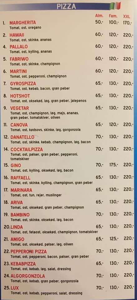 Menu at New York pizza pizzeria, Allingåbro