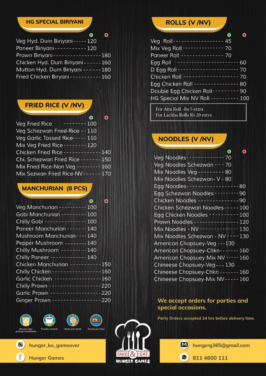 Menu at Hunger Games - Hunger का Gameover @ Kalinga Nagar, Bhubaneswar
