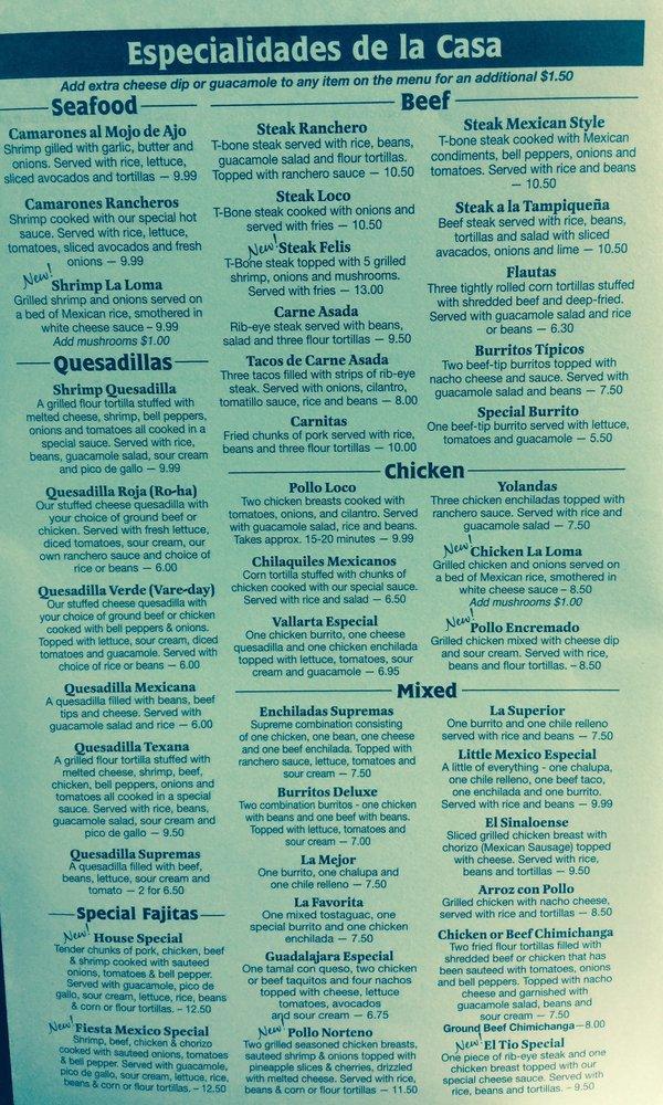 Menu at Little Mexico Mexican Restaurant, Big Stone Gap, Neeley Rd