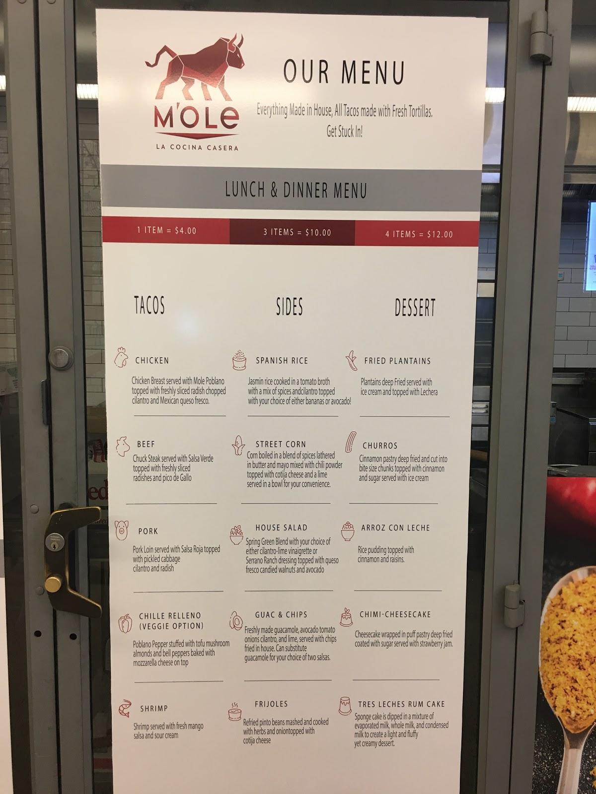 Menu at Mole pub & bar, Phoenix
