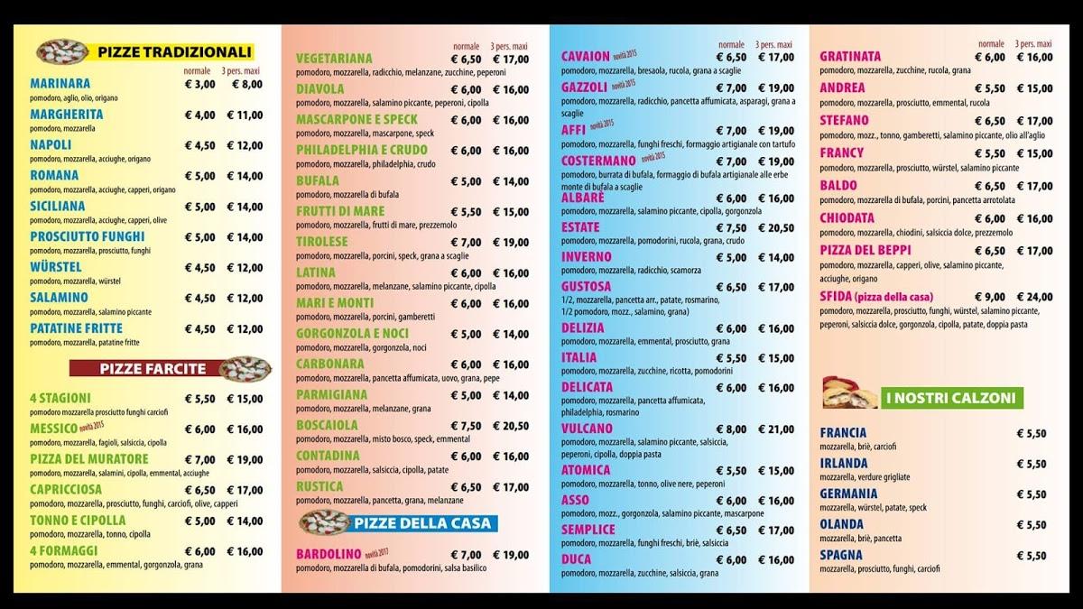 Menu da PIZZA OK di Rizzi Stefano pizzeria, Albaré Stazione
