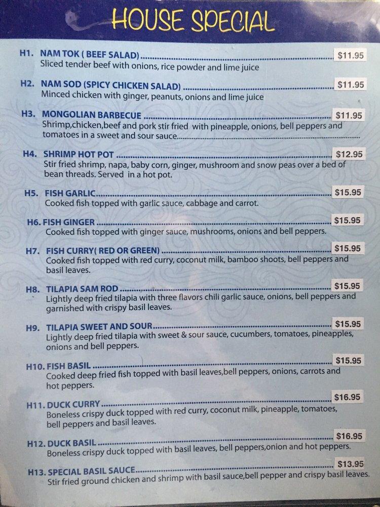 Menu at Thai Thara restaurant, Richmond
