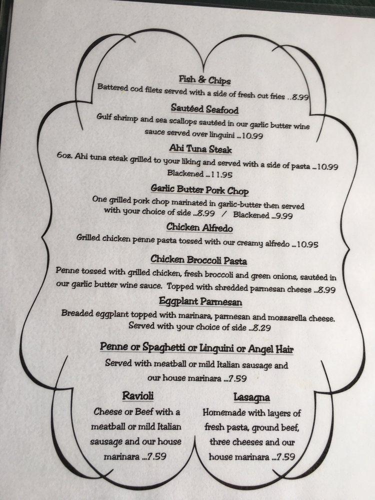 Menu at Uncle Primo's steakhouse, New Philadelphia