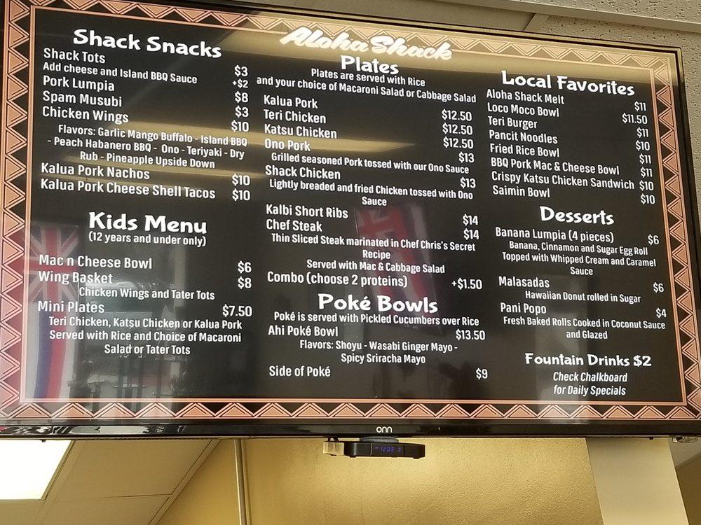 Carta del restaurante Aloha Shack, Reno, N Red Rock Rd #201