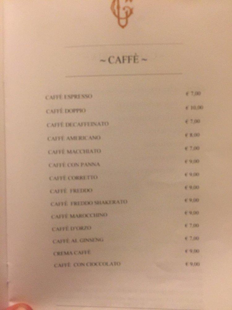 Menu da Antico Caffè Greco caffè bar, Roma, Via dei Condotti