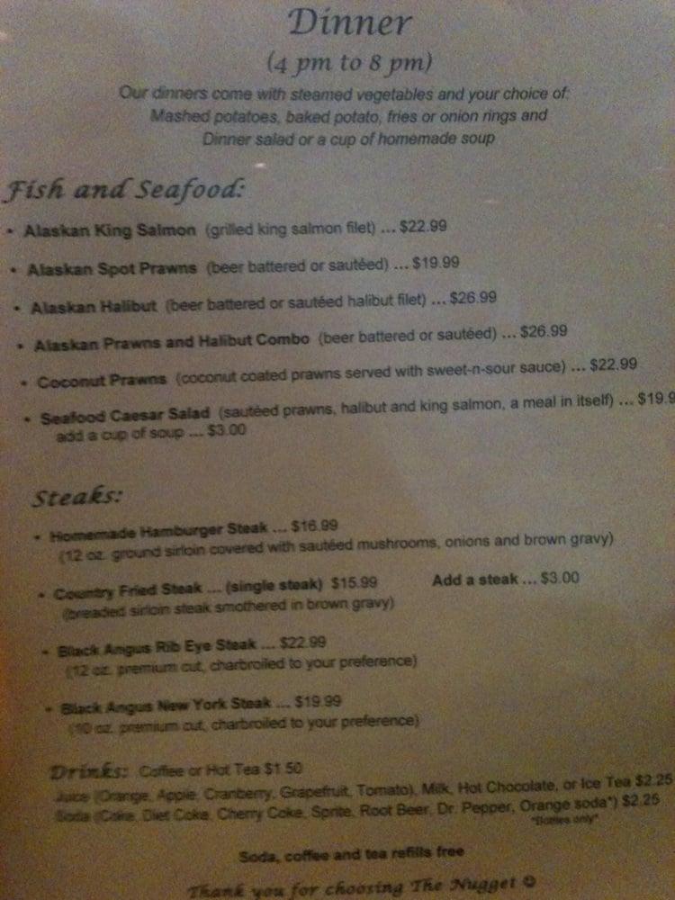 Menu at Nugget Restaurant, Sitka