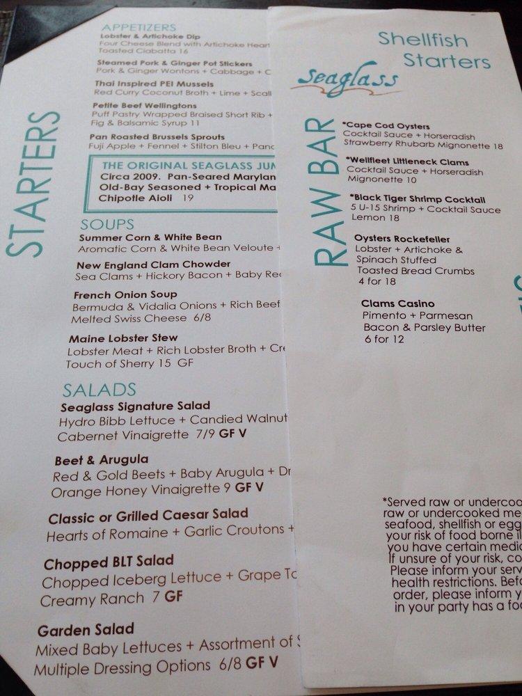 Menu at Seaglass Restaurant and Lounge, Salisbury