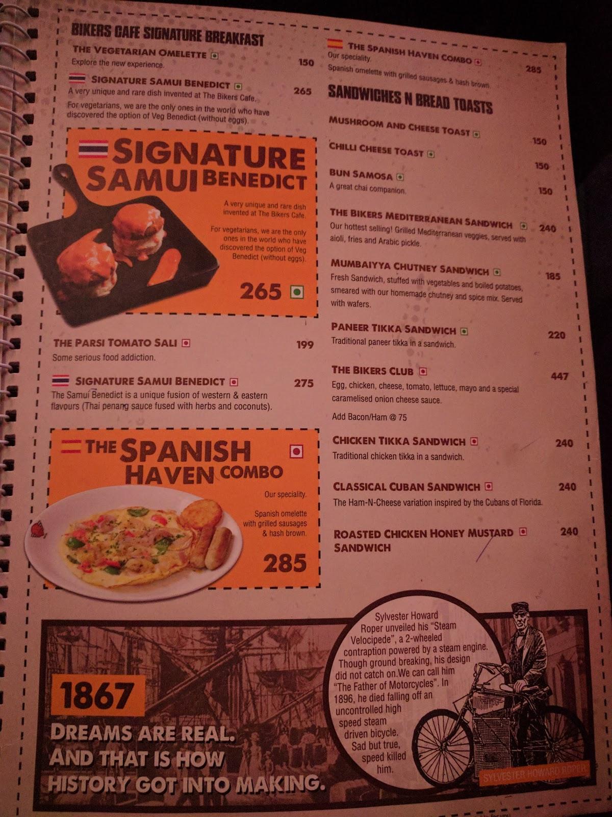 Menu at The Biker's Cafe - (Classic ), Gurugram
