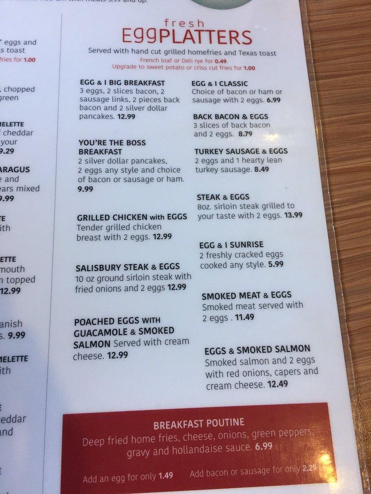 Menu at The Egg & I Restaurants, Hamilton, Garner Rd W