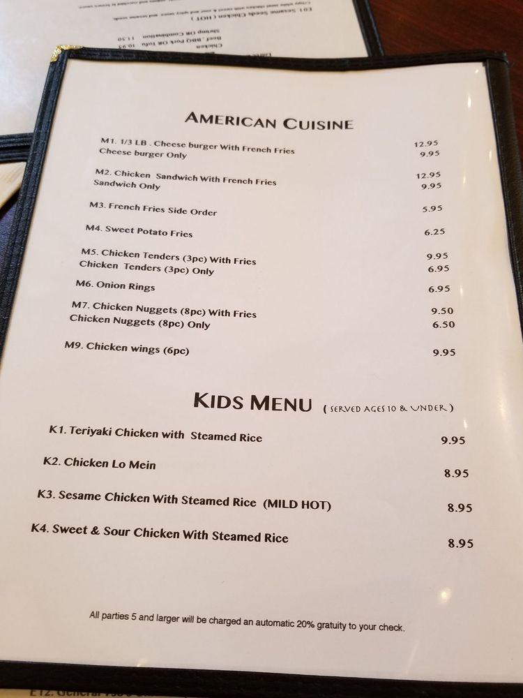 Menu at Asian Fusion restaurant, Fairplay, US Hwy 285