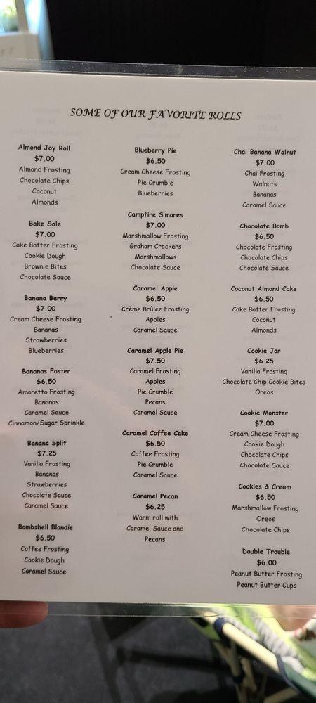 Menu at Cinnaholic desserts, Meridian