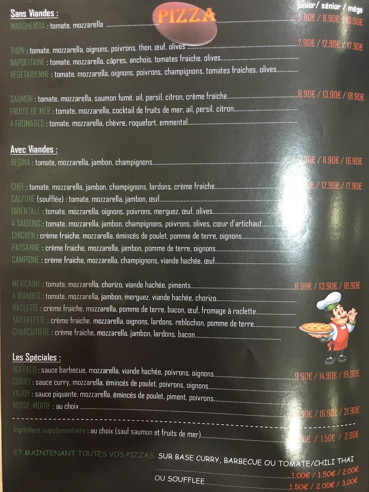Carta del restaurante ENJOY PIZZA, Survilliers