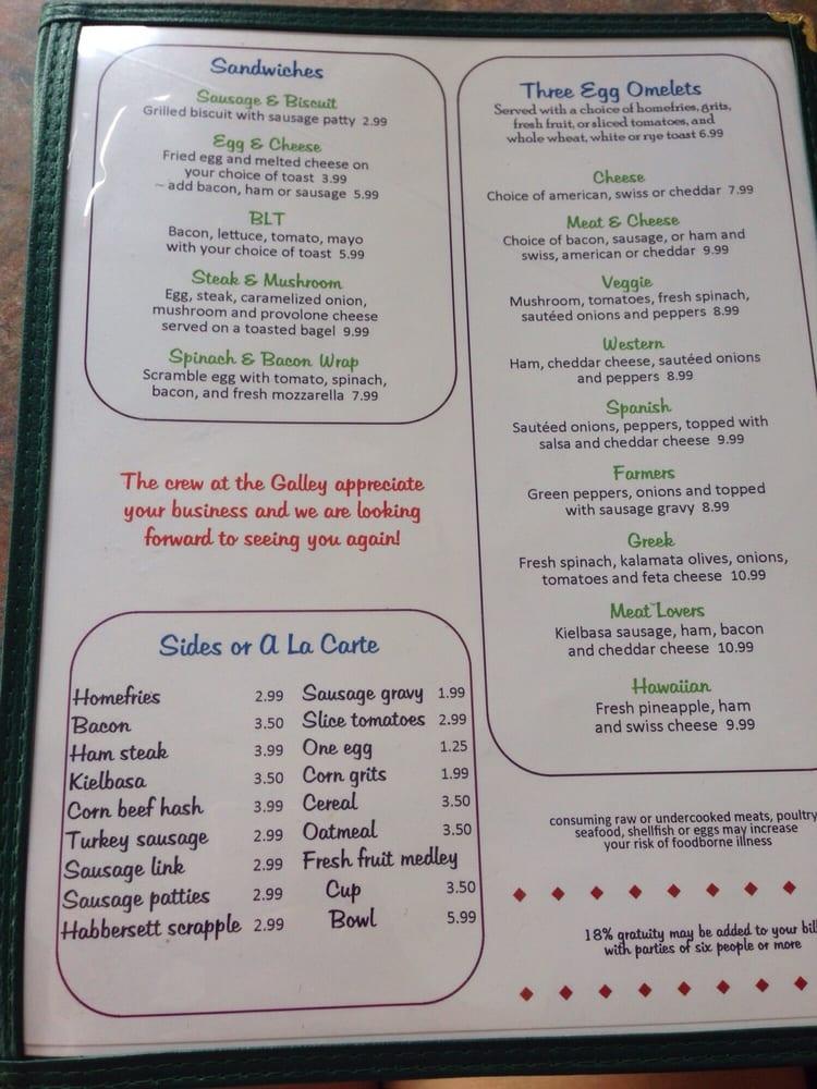 Menu at Galley Grill cafe, Summerland Key, Overseas Hwy