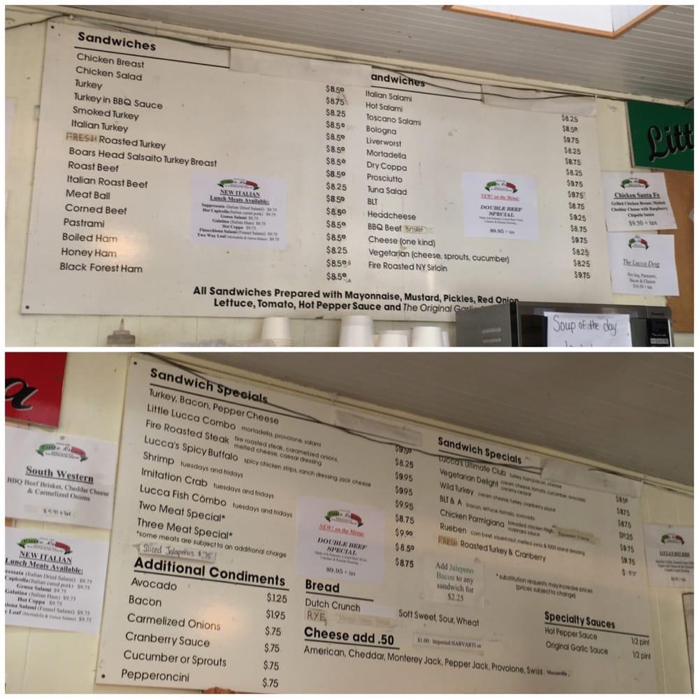 Menu at Little Lucca restaurant, South San Francisco, 724 El Camino Real