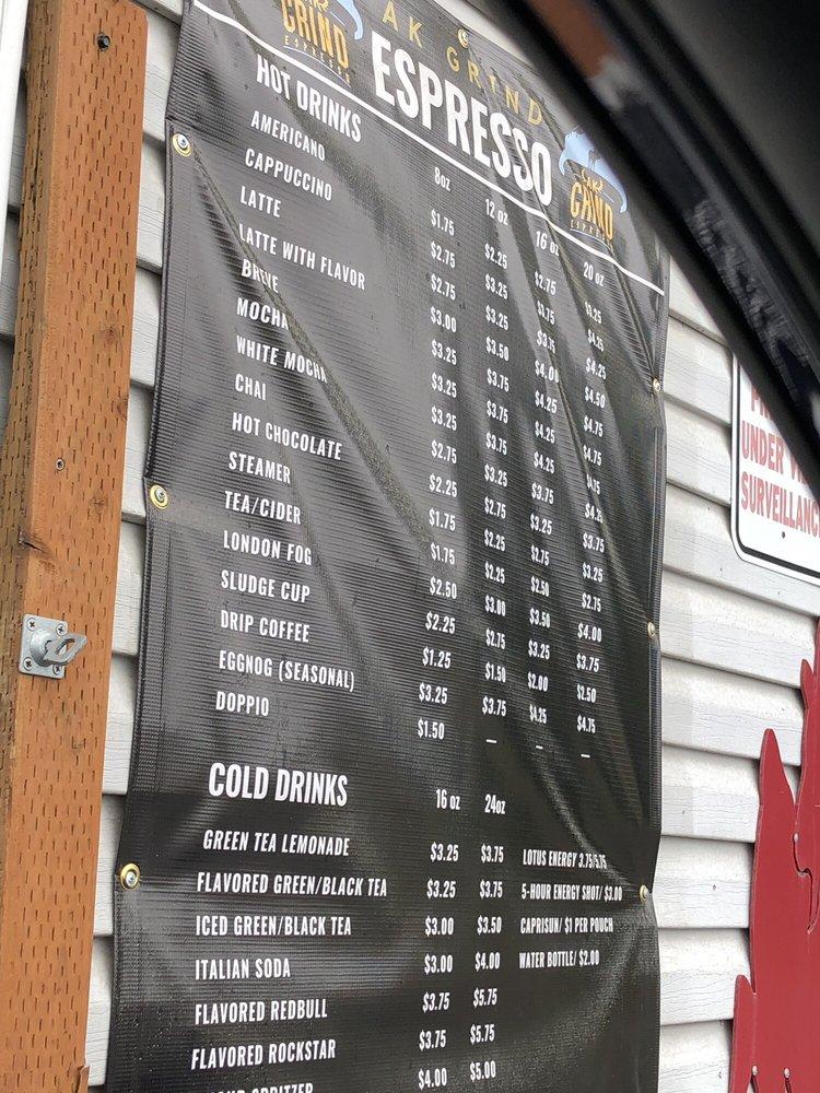 Menu at Ak Grind Espresso pub & bar, Anchorage, 11841 Old Seward Hwy