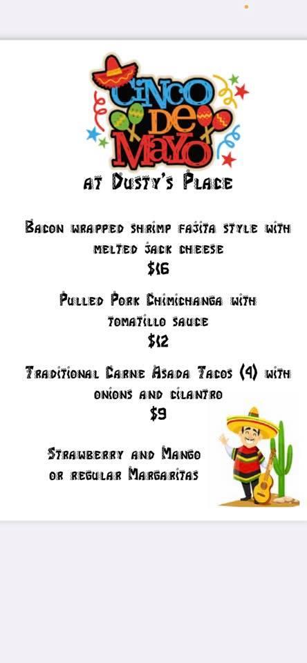 Menu at Dusty's Place restaurant, Griswold