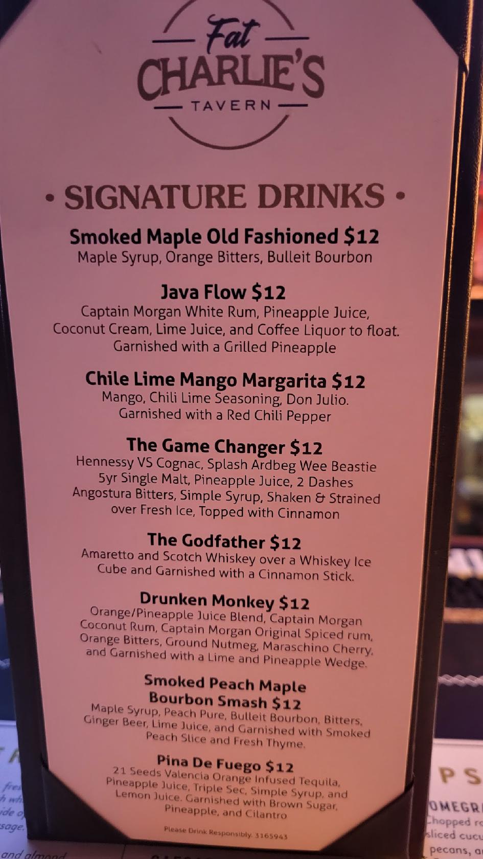 Menu at Fat Charlie's Tavern pub & bar, Urbandale