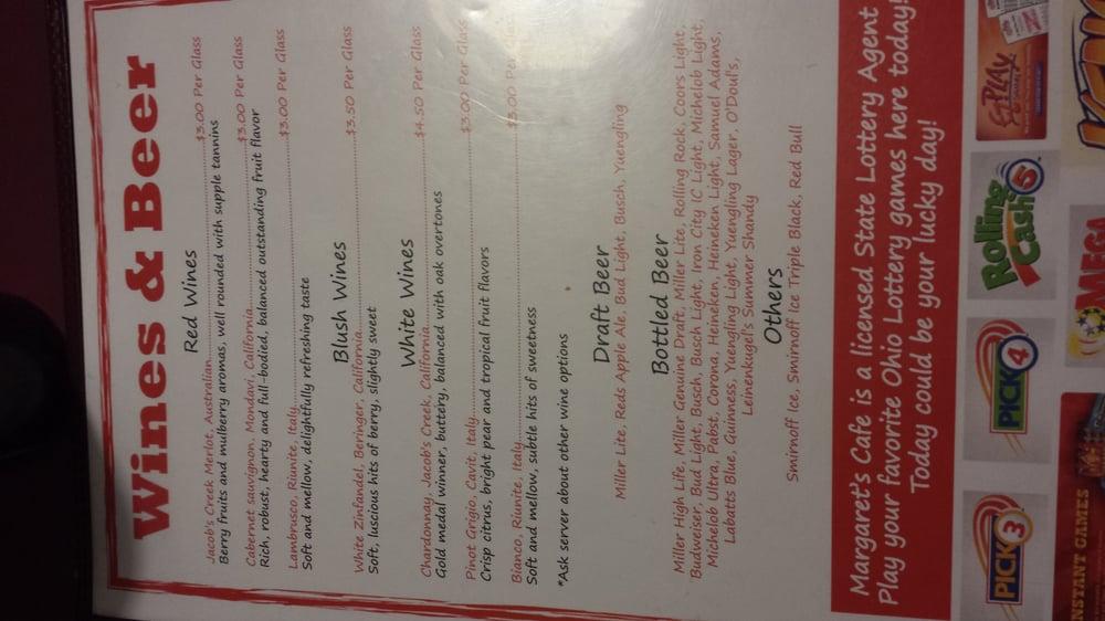 Menu at Margaret's Cafe, Toronto