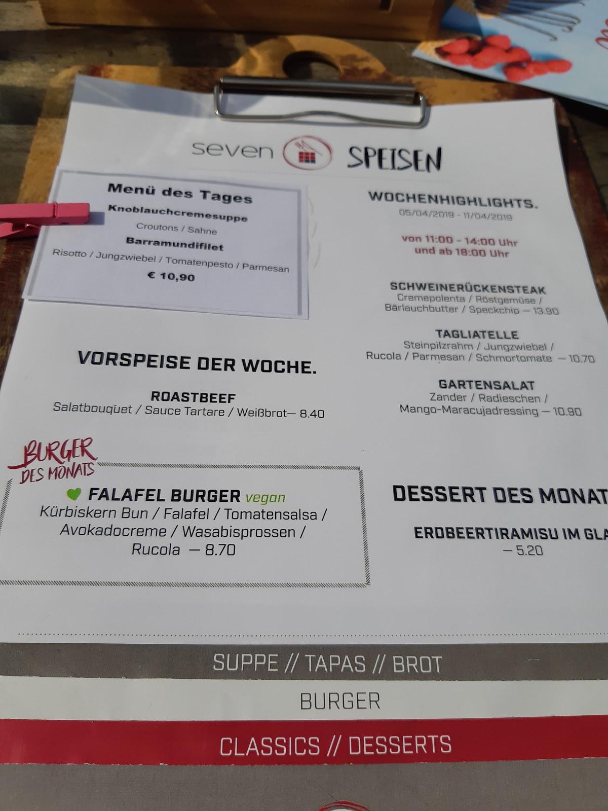 Menu at Seven Café - Restaurant - Bar, Schärding