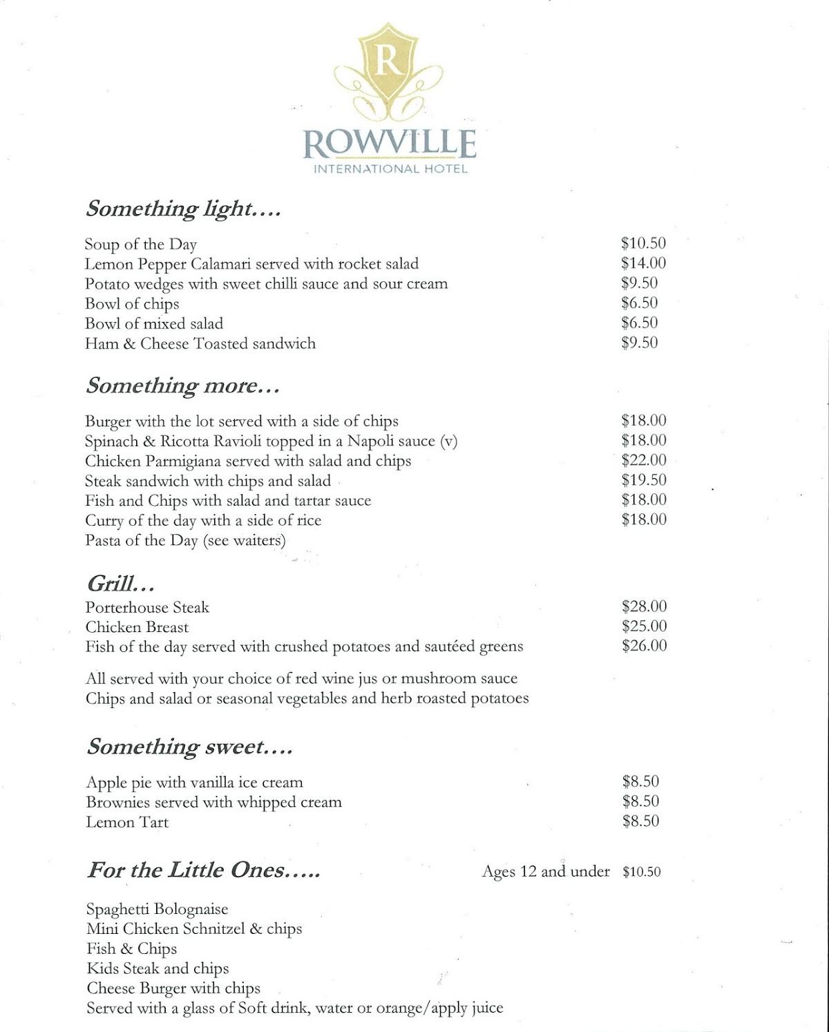 Carta de The Pond Restaurant, Rowville