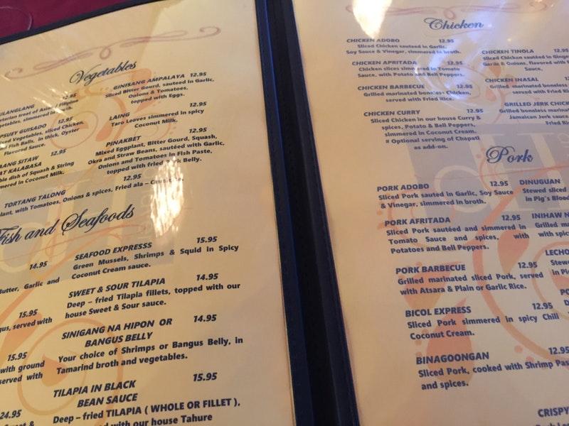Menu at D'Haven club, New York City