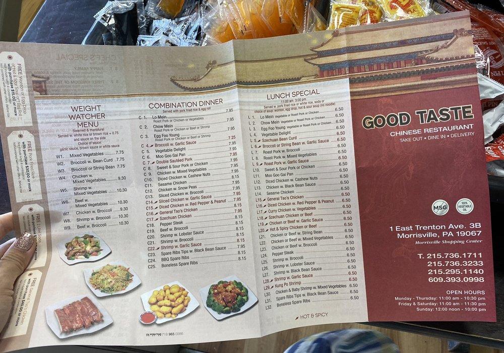 Menu at Good Taste Chinese Restaurant, Morrisville