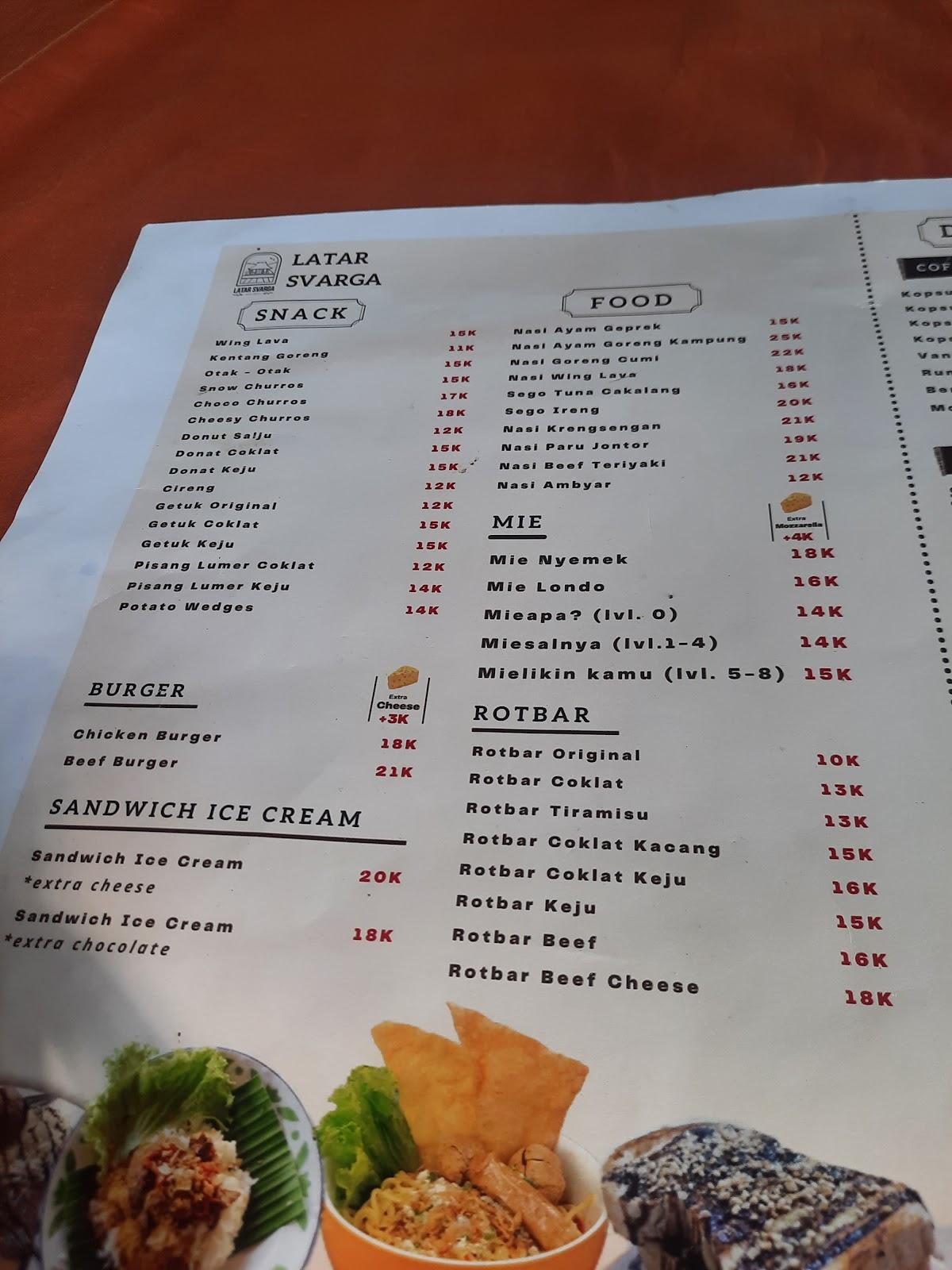 Menu at Latar Svarga, Tuban, Jl. Teuku Umar IV alpukat Gg. Satu No.57