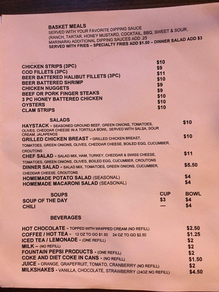 Menu at The Tuxedo Bar, Prescott