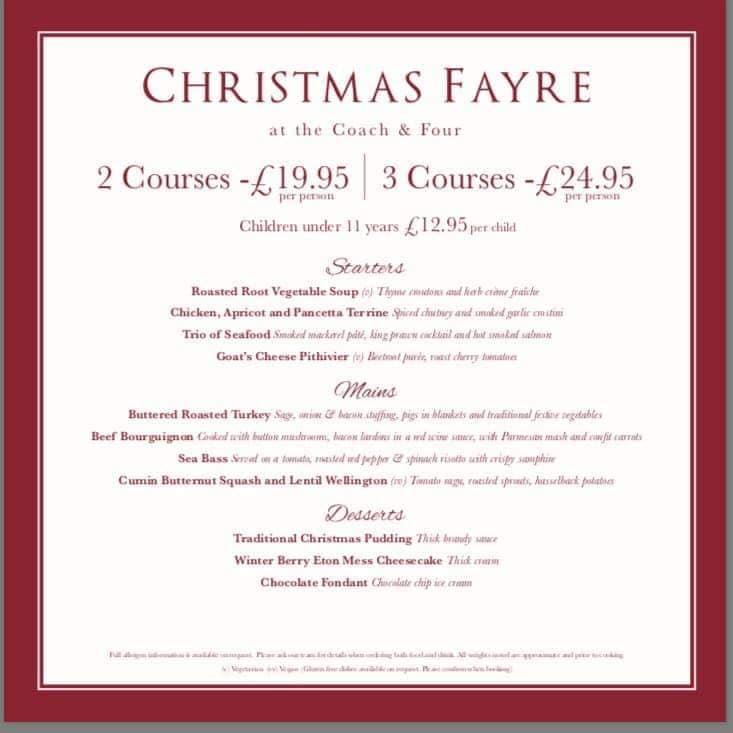 Menu at Coach & Four pub & bar, Wilmslow, The Coach & Four