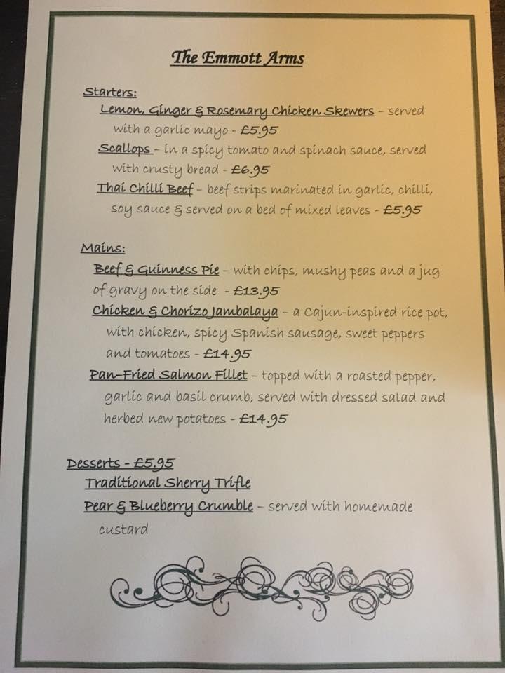 Carta del pub y bar Emmott Arms, Colne, Emmott Arms