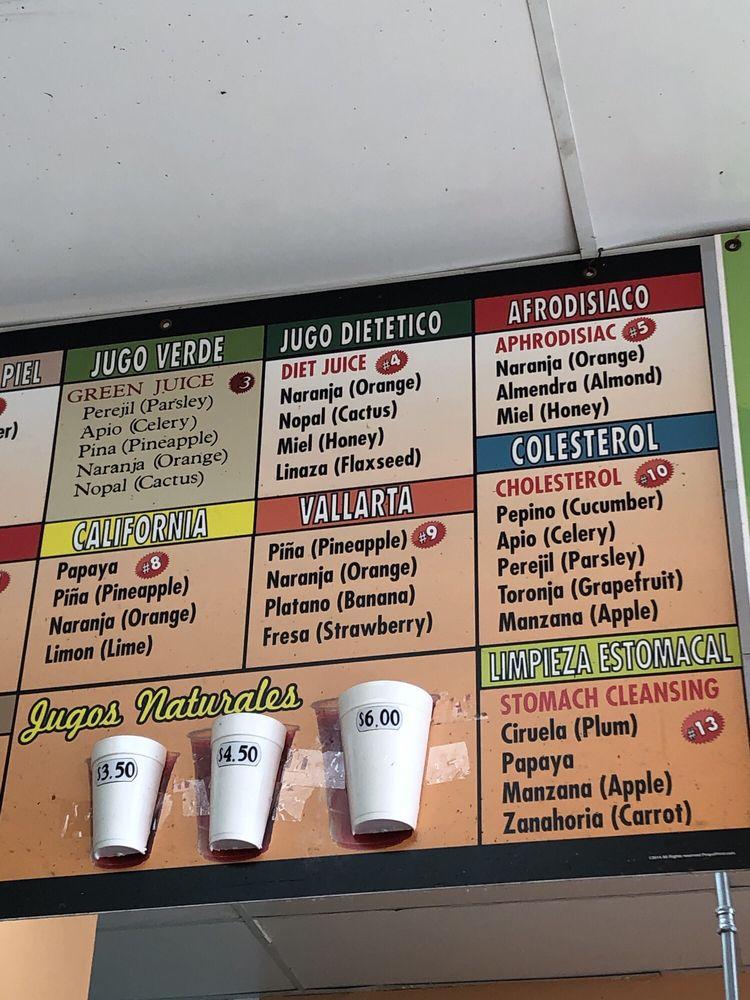 Menu at Jugos y Bionicos Marisol pub & bar, Compton
