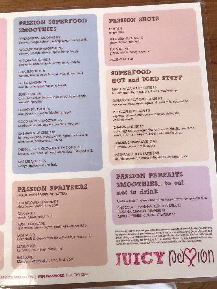 Menu at Passion Marina pub & bar, Ibiza, Edificio Mediterraneo