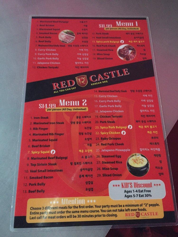 Menu at Red Castle Korean BBQ, Garden Grove