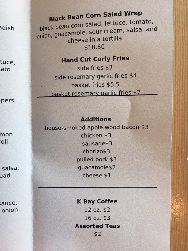 Menu at The Potato restaurant, Valdez
