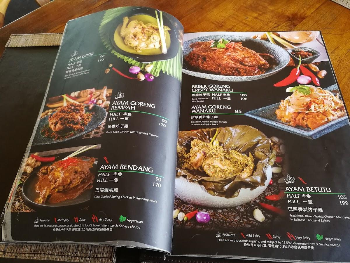 Menu at Wanaku Seafood & Chinese Restaurant, Kuta