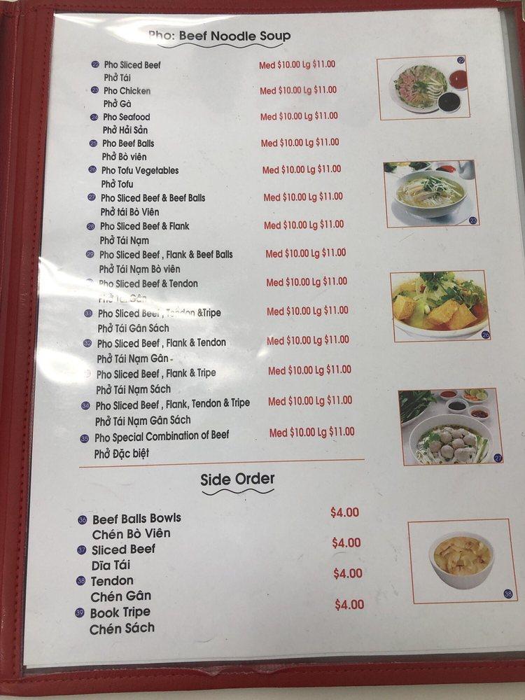 Menu at Anh Hong Restaurant, Honolulu