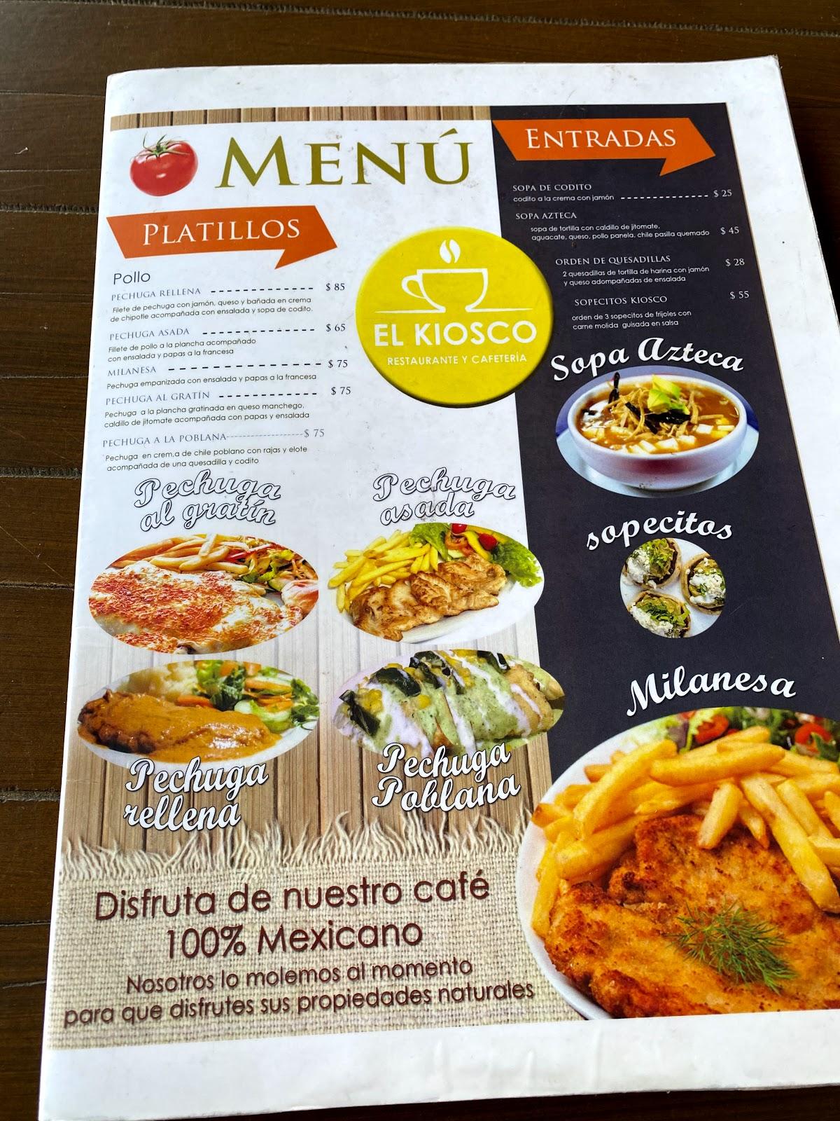 Carta de El Kiosco Restaurante, Amealco de Bonfil, Constitucion 11 Centro