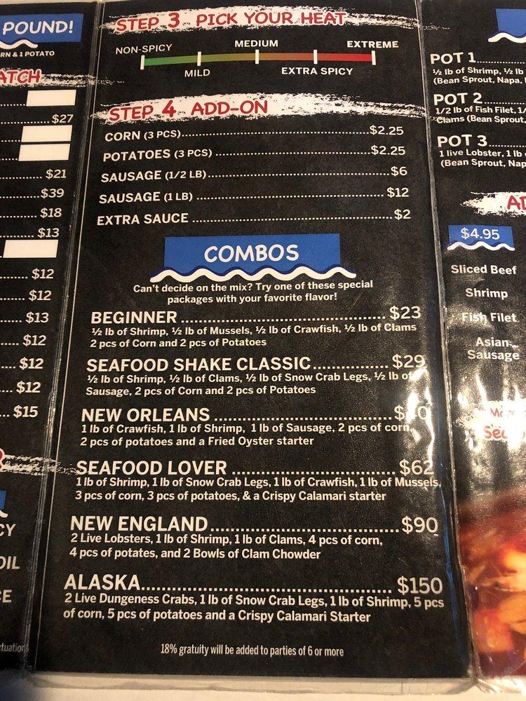 Menu at Seafood Shake pub & bar, Cleveland Heights