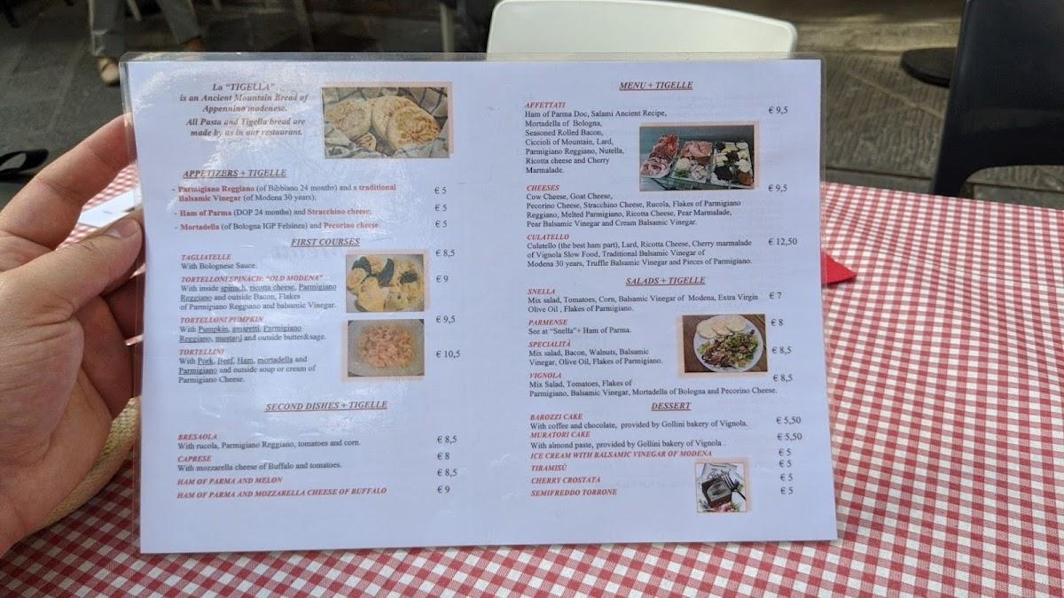 Menu at Tigella EMILIA pub & bar, Siena