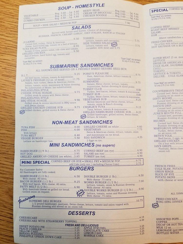 Menu at Lou's Deli restaurant, Southfield, Greenfield Rd