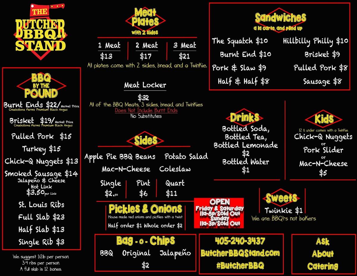 Menu at The Butcher BBQ Stand, Wellston, OK-66