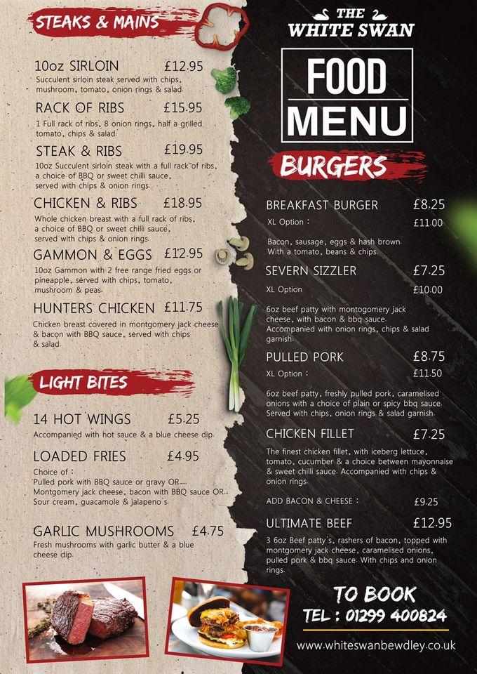 Menu at The White Swan Pub & Grill, Bewdley