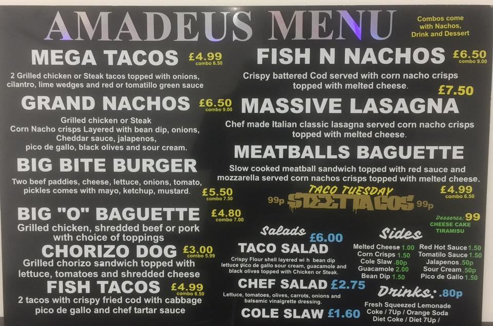 Carta del restaurante Amadeus Italian & Mexican Food, Londres