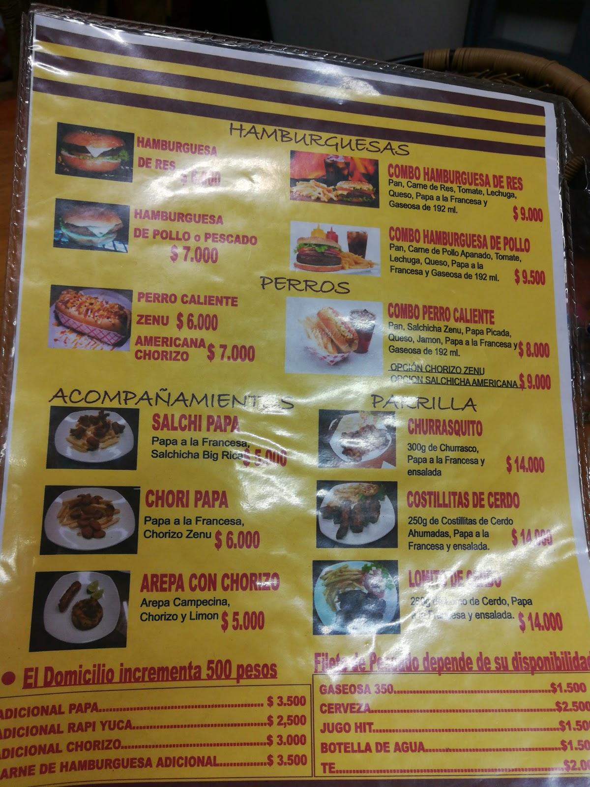Menu at BM PARRILLA, Guateque