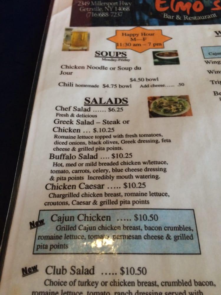 Menu at ELMO'S RESTAURANT & BAR, Getzville