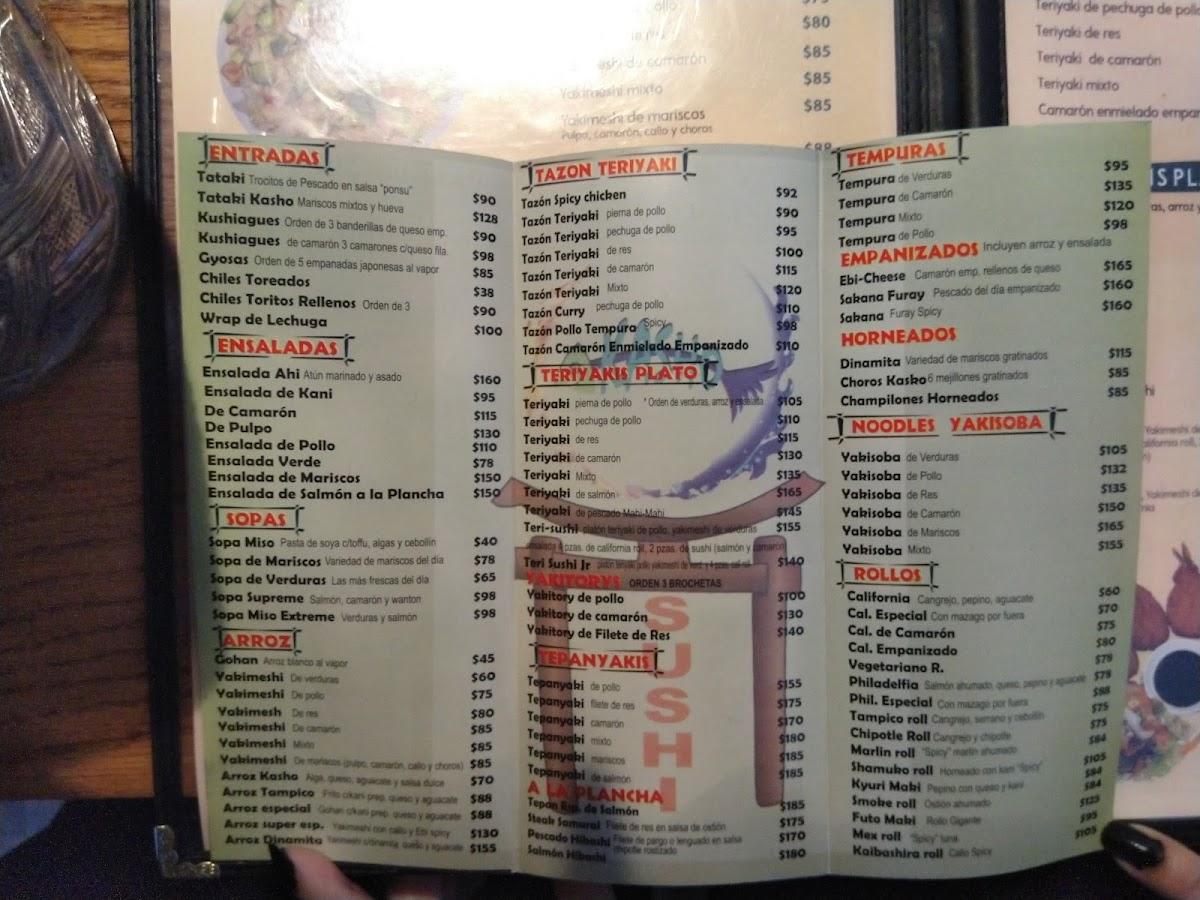 Carta del restaurante KASHO, Tijuana, Calzada del Tecnológico 14487-A1 Otay