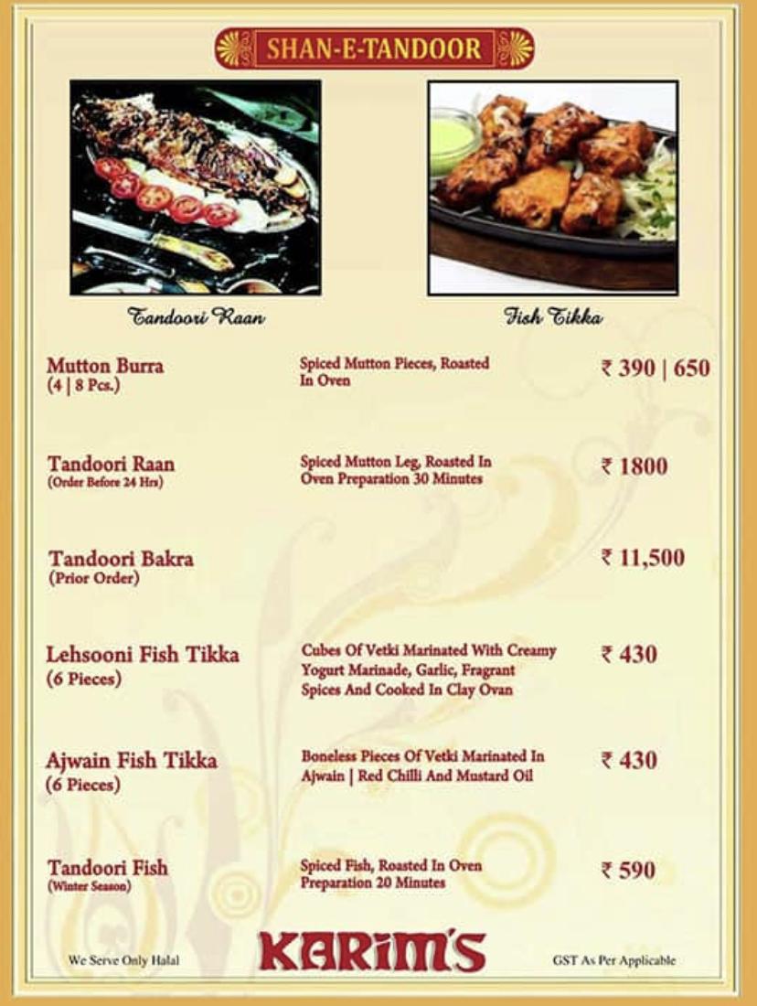 Menu at Karim's - Original From Jama Masjid Delhi 6, Kolkata, 84